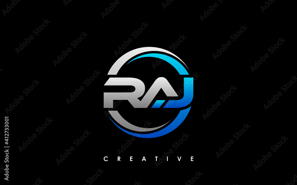RAJ Letter Initial Logo Design Template Vector Illustration Stock ...