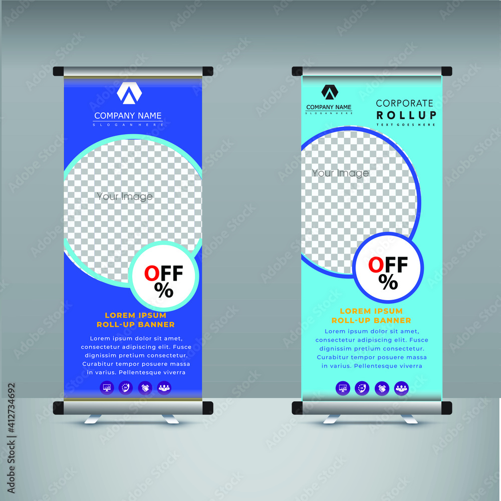 blue offer roll up banner template banner design Stock Vector | Adobe Stock