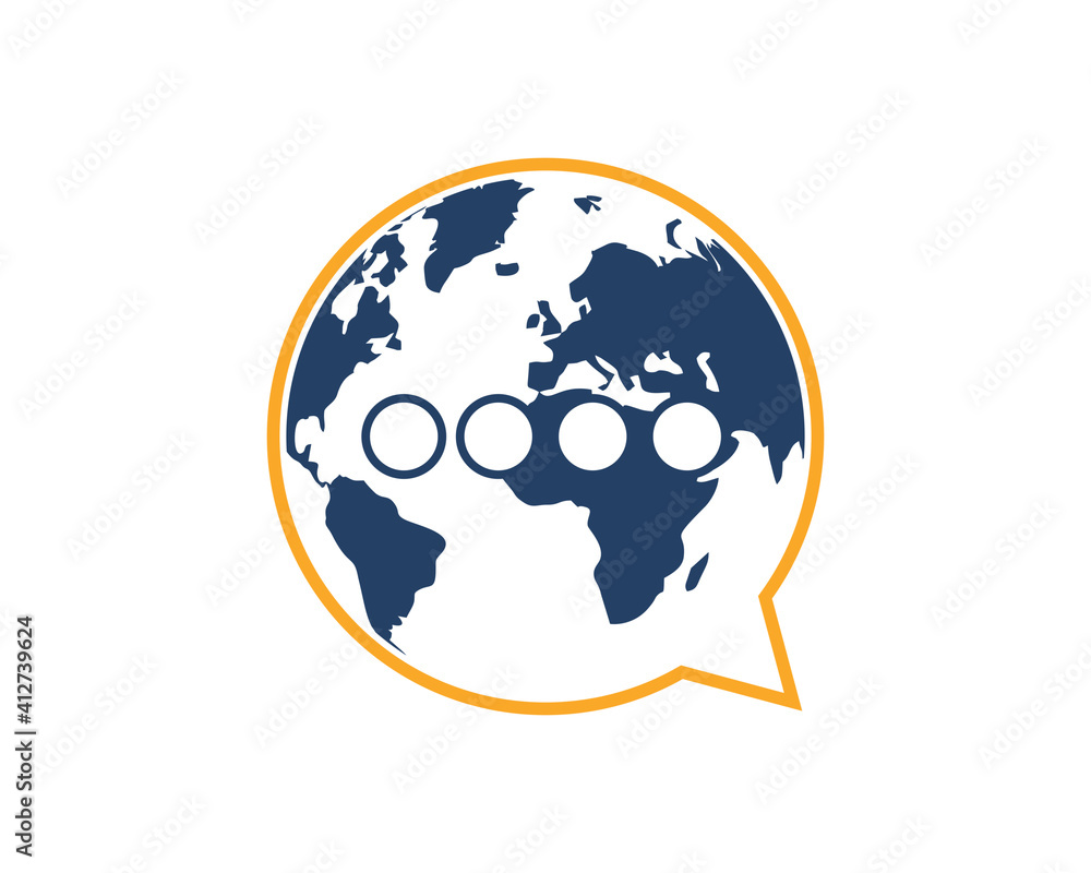 World map with bubble chat shape logo Stock Vector | Adobe Stock