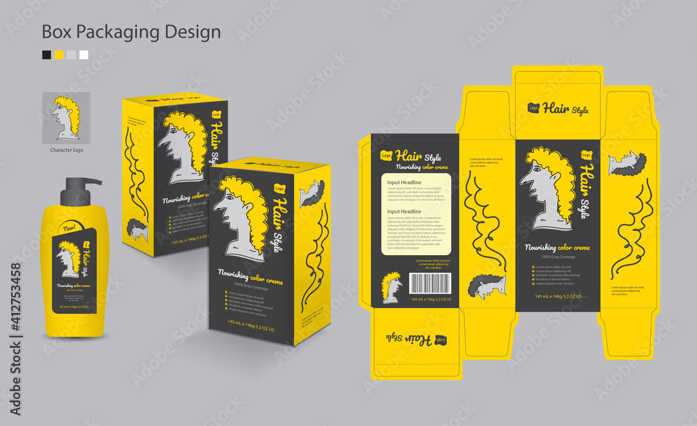 Box packaging vector for hair, cream, skin, lotion, shampoo, beauty ...