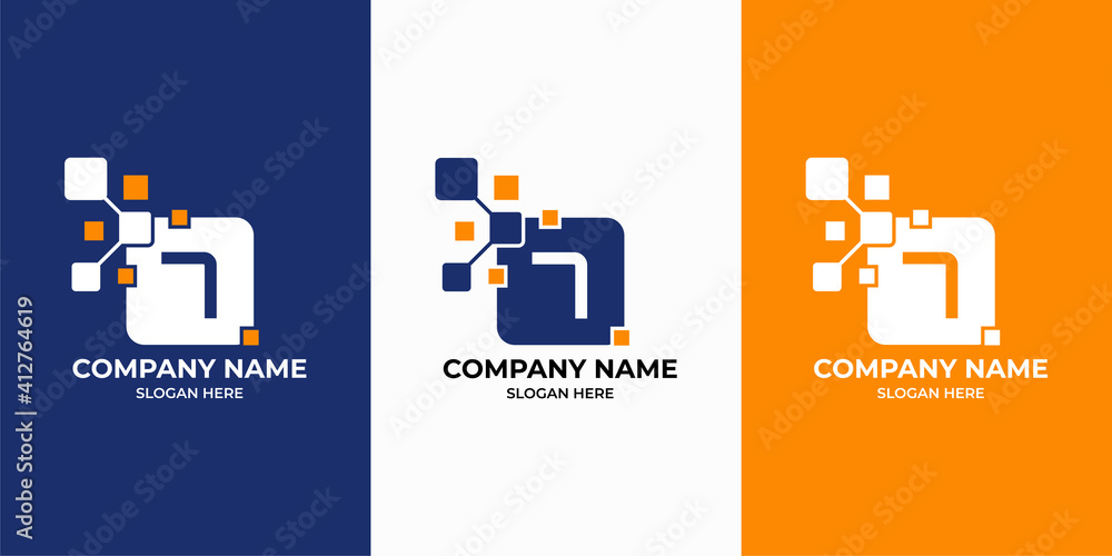 Number 7 pixels logo initial design template. Illustration vector ...