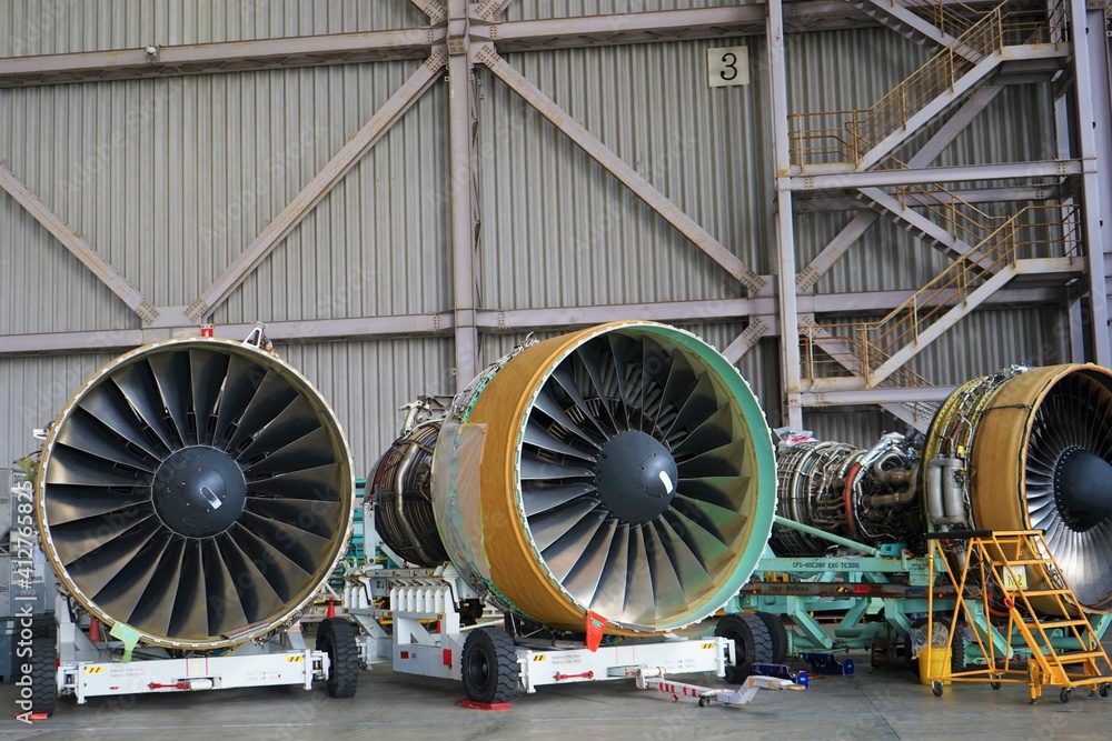 Foto Stock Industrial theme view. Repair and maintenance of aircraft ...