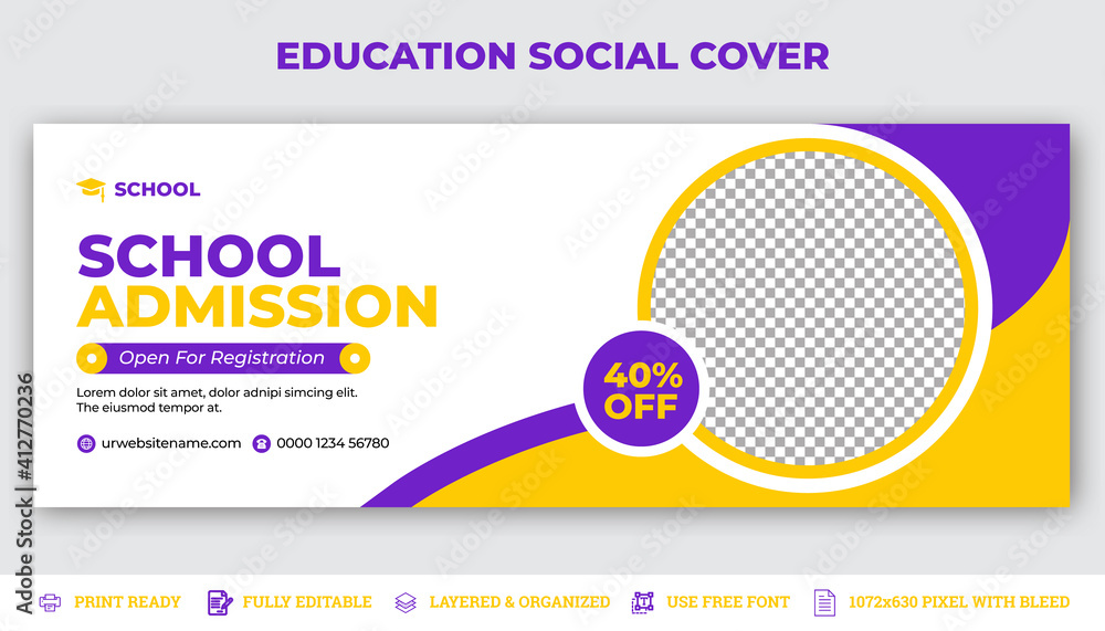 Back to school Facebook cover template & Social media web banner ...