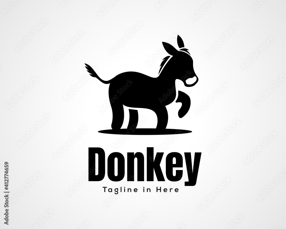 simple donkey horse stand drawing art logo icon symbol design ...