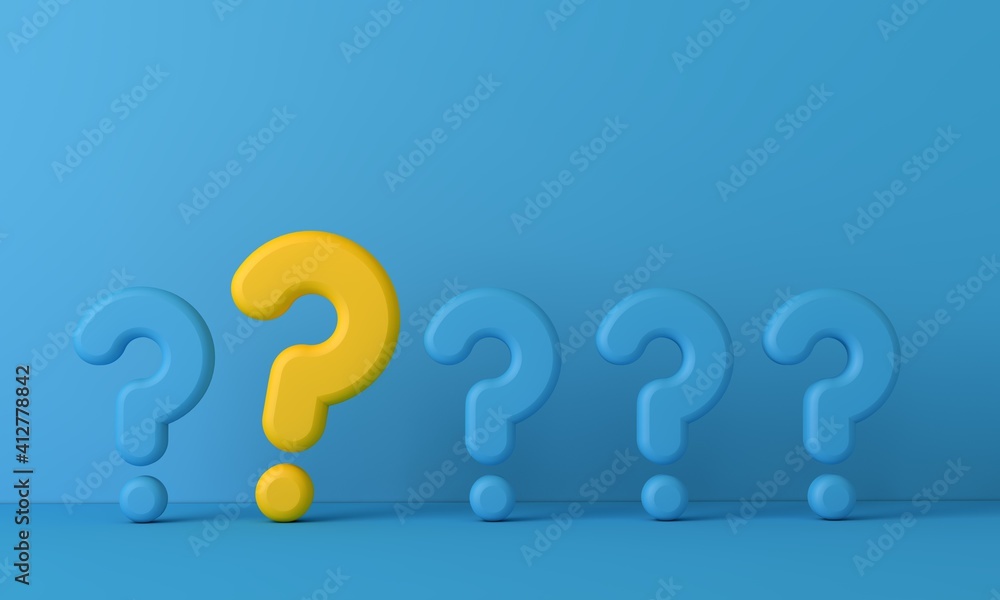 Question mark sign standing out from the crowd. 3D Rendering Stock ...