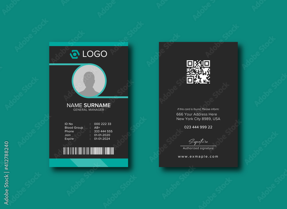 Modern ID Card Template with an author photo place | Office Id Card ...