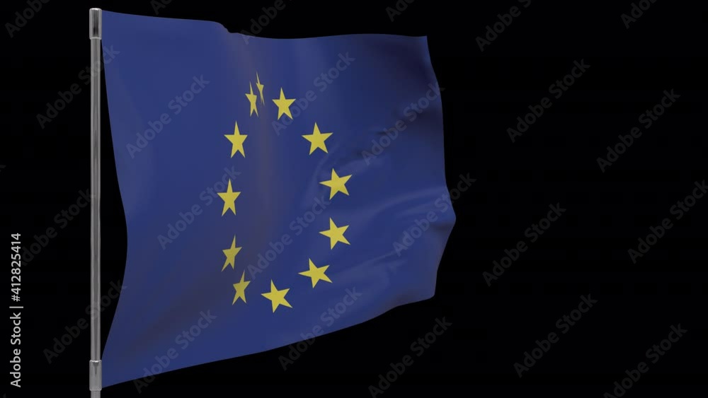 Europe EU waving flag seamless loop animation. 4k Alpha Channel ...