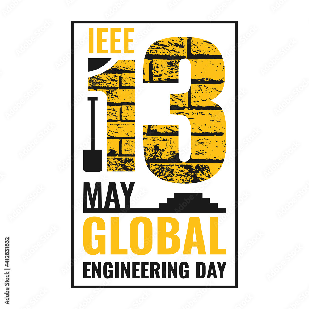 EEE Global Engineering Day celebrate 13 may. Number with brick wall ...