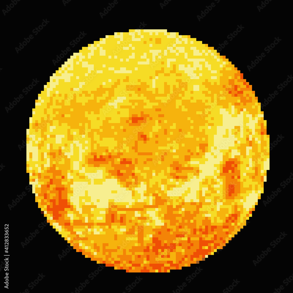 Sun planet in space. 3d rendering. Sun pixel art. Stock Illustration ...