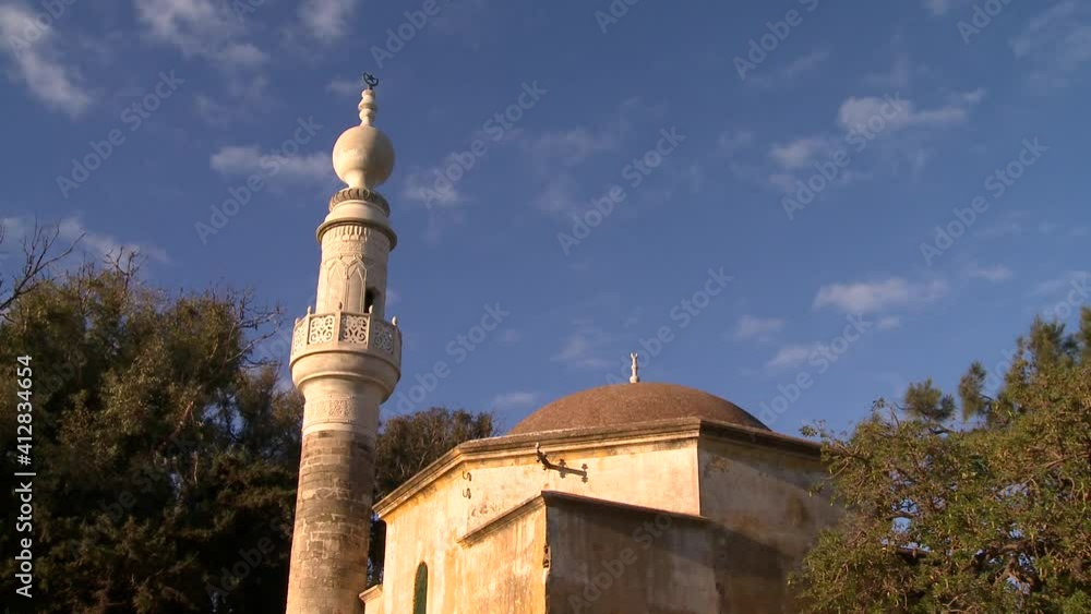 Rhodes Greece the mosque of the Egyptian cemetery in the center of the ...