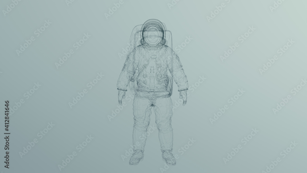 Black Astronaut Spaceman Cosmonaut Line Art Wireframe Sculpture 3d ...