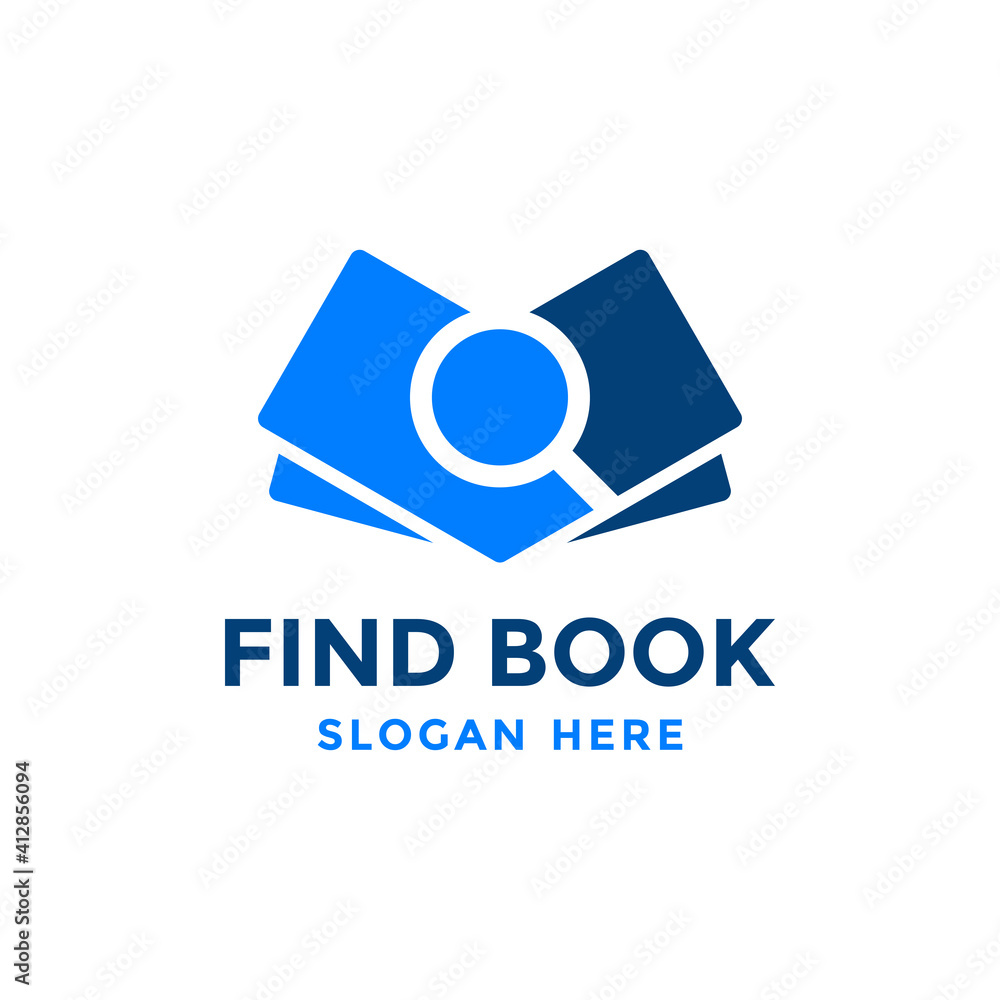 Find book logo design template. Book icon with magnifying glass ...