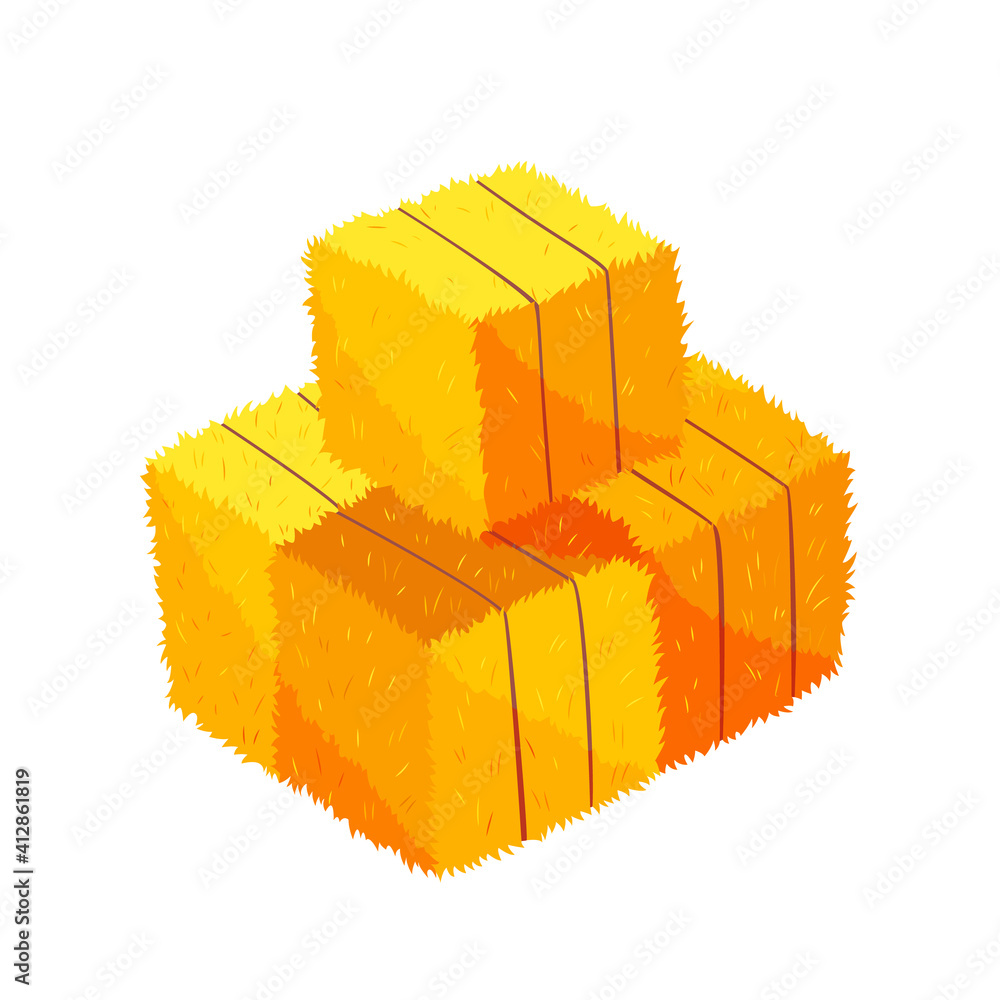 Golden color bale of hay. Bale of hay or straw isolated on white ...