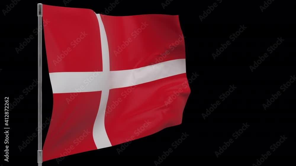 Denmark waving flag seamless loop animation. 4k Alpha Channel ...