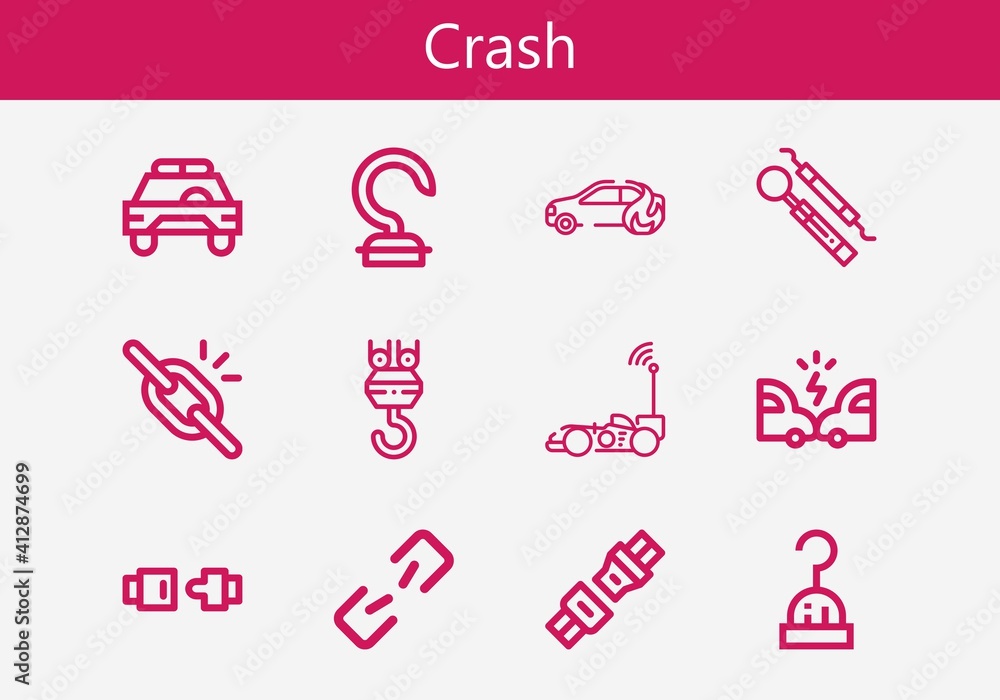 Premium set of crash line icons. Simple crash icon pack. Stroke vector ...