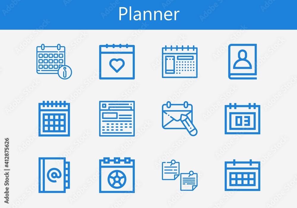 Premium set of planner line icons. Simple planner icon pack. Stroke ...