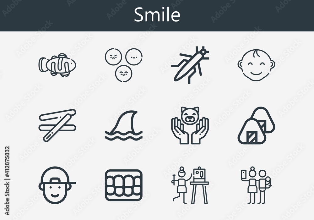 Premium set of smile line icons. Simple smile icon pack. Stroke vector ...