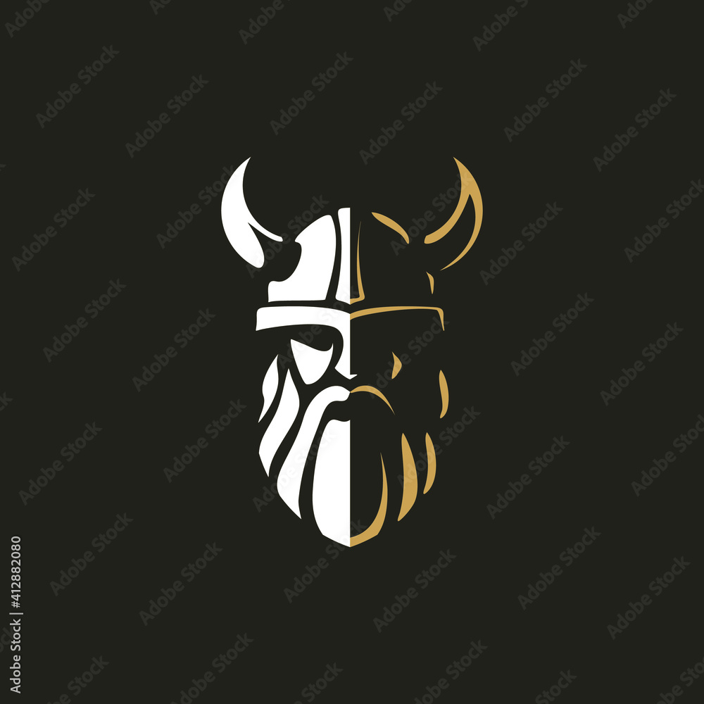 Vector illustration of Viking with Helmet, for mascot sport logo badge ...