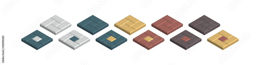 Isometric vector illustration concrete paver blocks isolated on white ...
