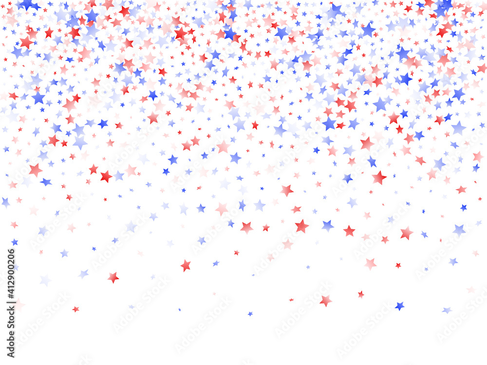 Flying red blue white star sparkles on white vector american patriotic ...
