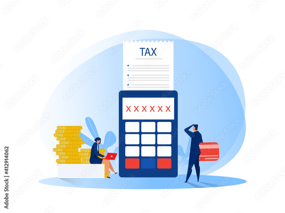 Tax financial analysis; Business People Calculating Document for Taxes ...