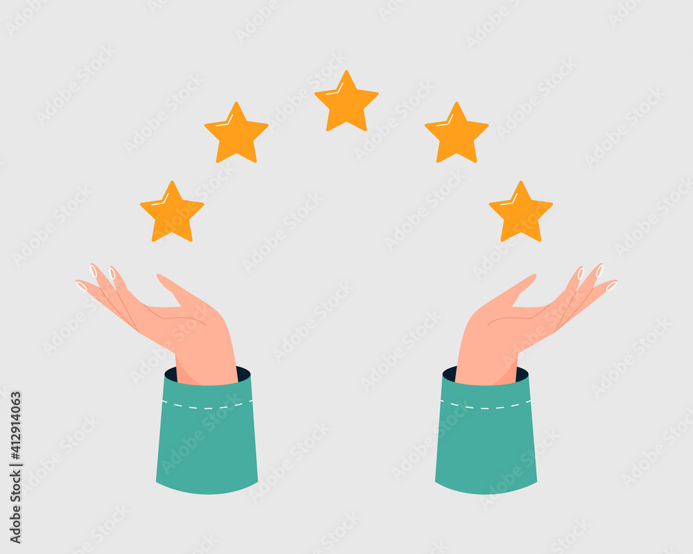Five star rating, excellent customer experience concept. Client ...