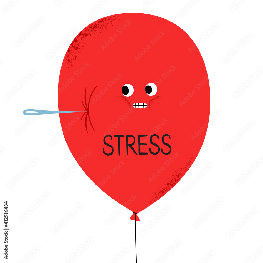Cartoon ballon with the needle ready to explode. Illustration about ...