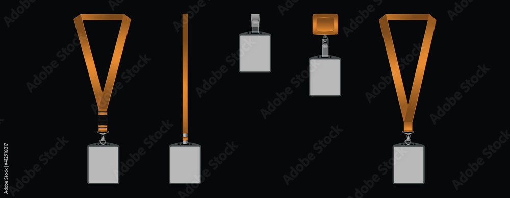 set of lanyard cartoon icon design template with various models. vector ...