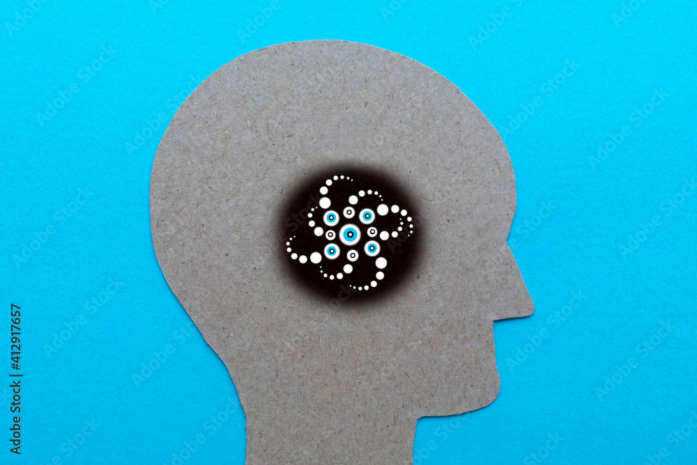 Effects of LSD on the brain human profile, geometric image of an alien ...