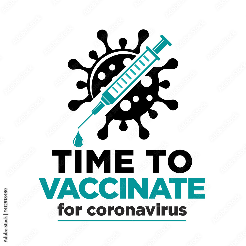 Time to COVID vaccinate icon. Vector illustration with syringe with ...