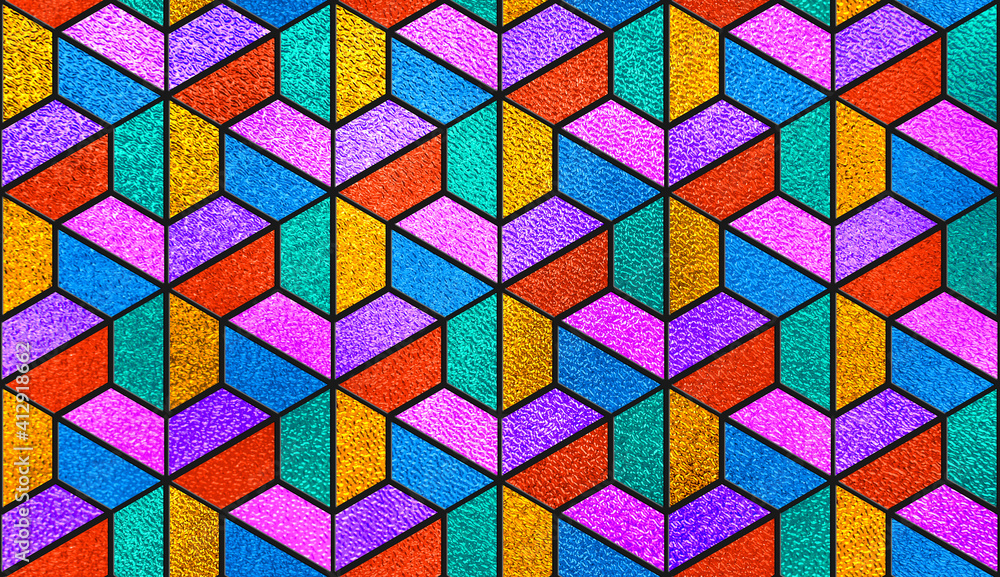 Sketch of a colored stained glass window. Art Nouveau. Abstract stained ...