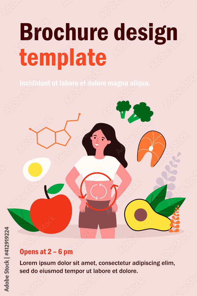 Metabolism of human organism flat vector illustration. Cartoon young ...