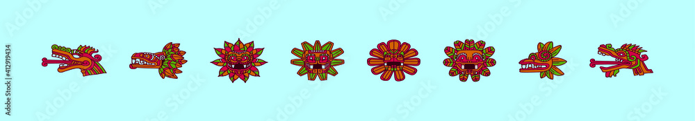 set of quetzalcoatl cartoon icon design template with various models ...
