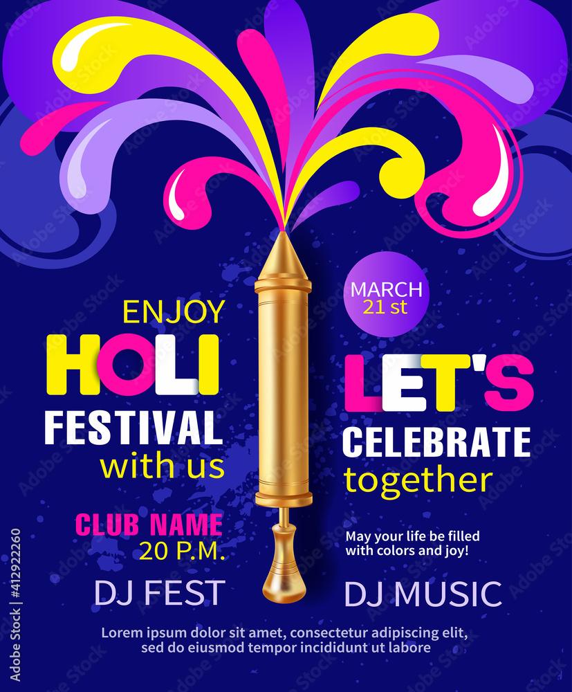 Holi festival poster design. Vector illustration. Stock Vector | Adobe ...