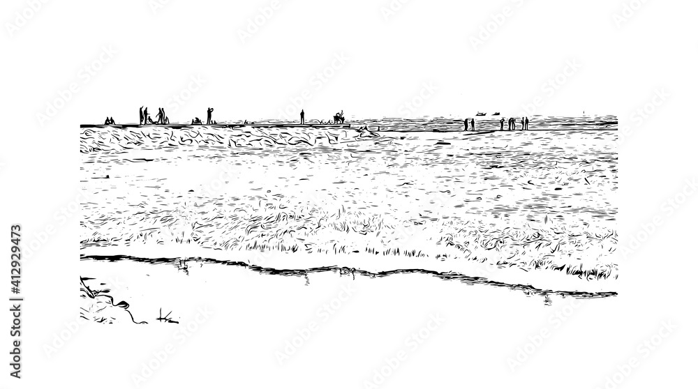 Building view with landmark of South India is the region in India. Hand ...