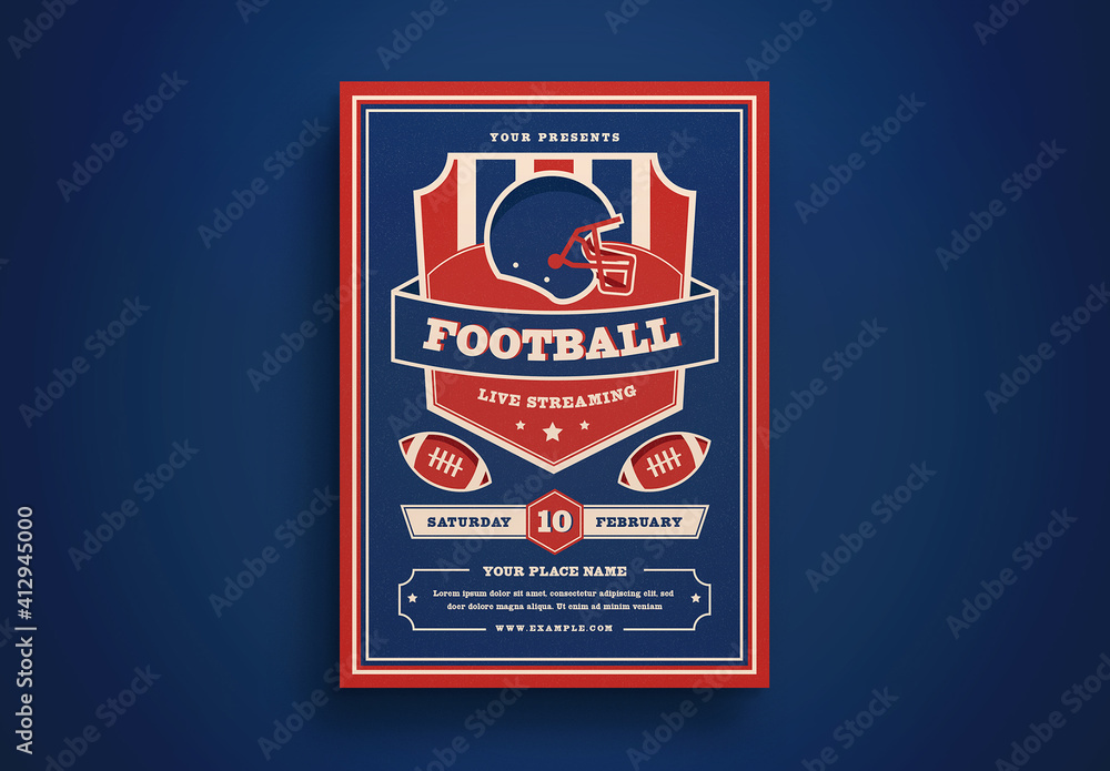 Football Live Streaming Flyer Layout Stock Template | Adobe Stock
