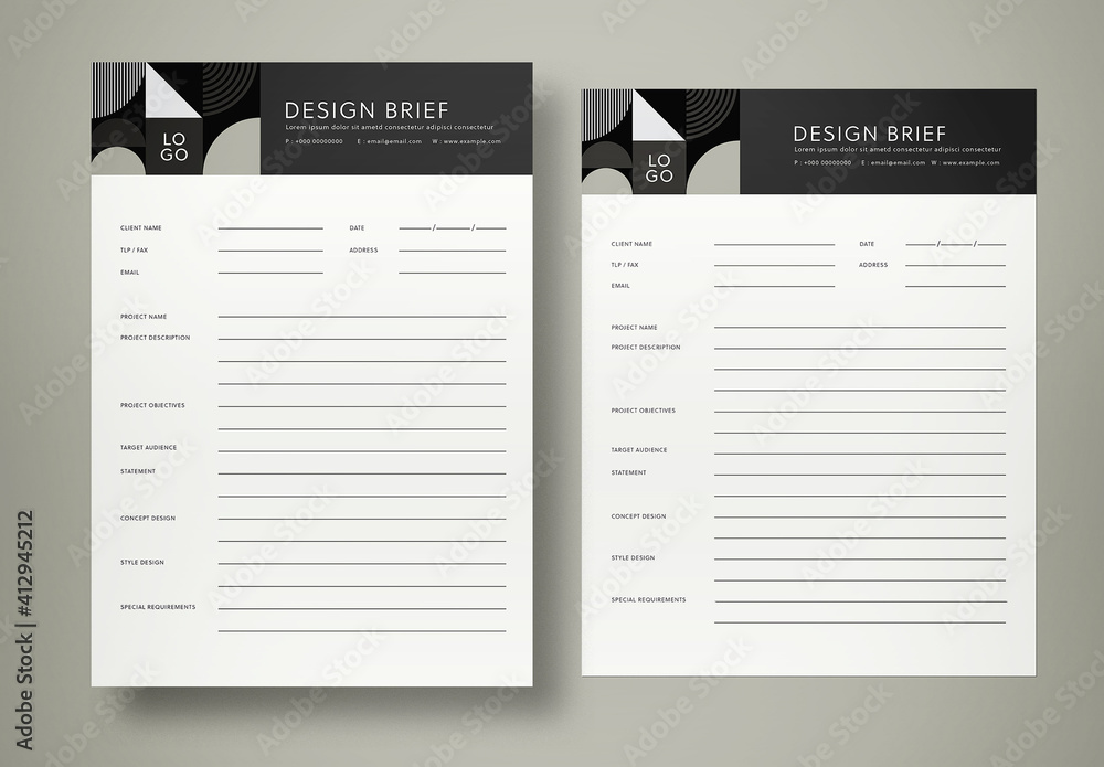 Modern Design Brief Layout Stock Template | Adobe Stock