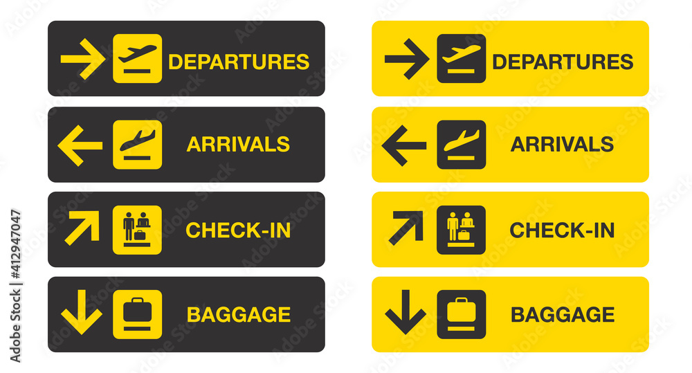 Airport sign isolated on white background. Airport board airline sign ...