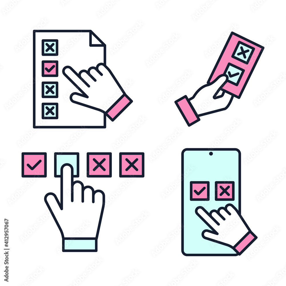 Set of Voting and Elections Icon. Electronic voting pack symbol ...