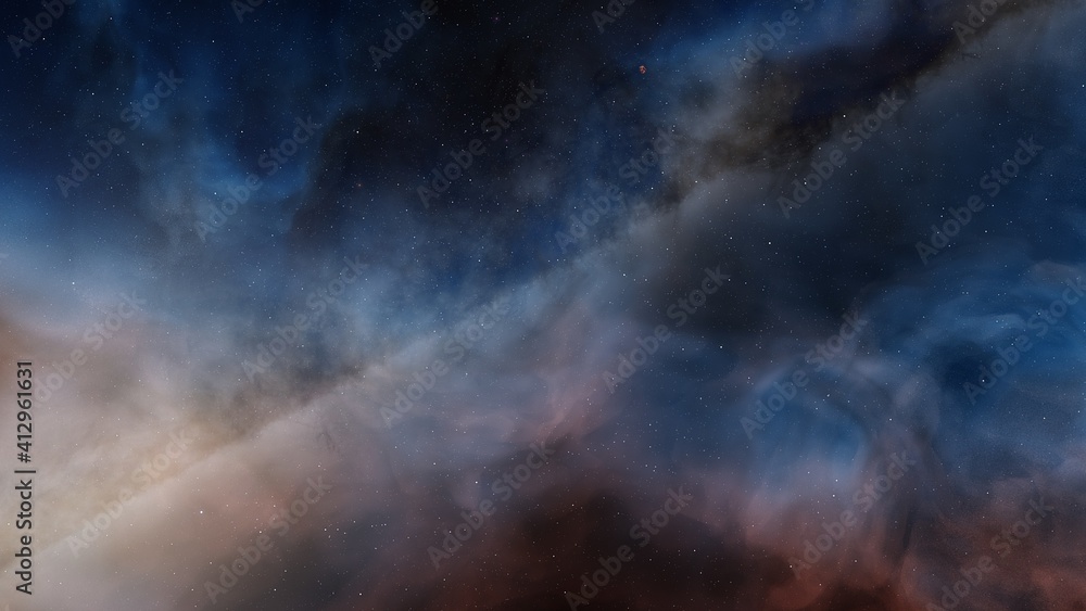 colorful space background with stars, nebula gas cloud in deep outer ...