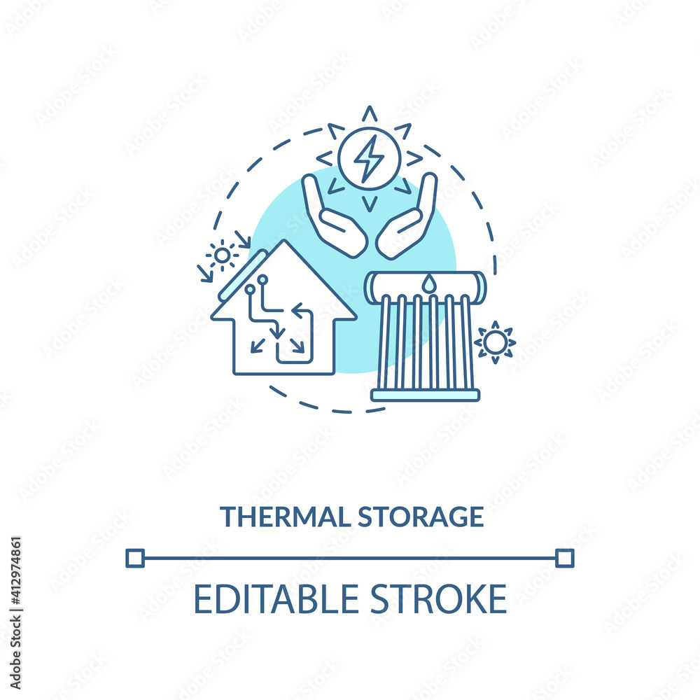 Thermal energy storage concept icon. Renewable electricity production ...