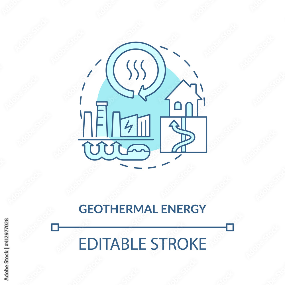 Hydrothermal resource concept icon. Electricity production at ...