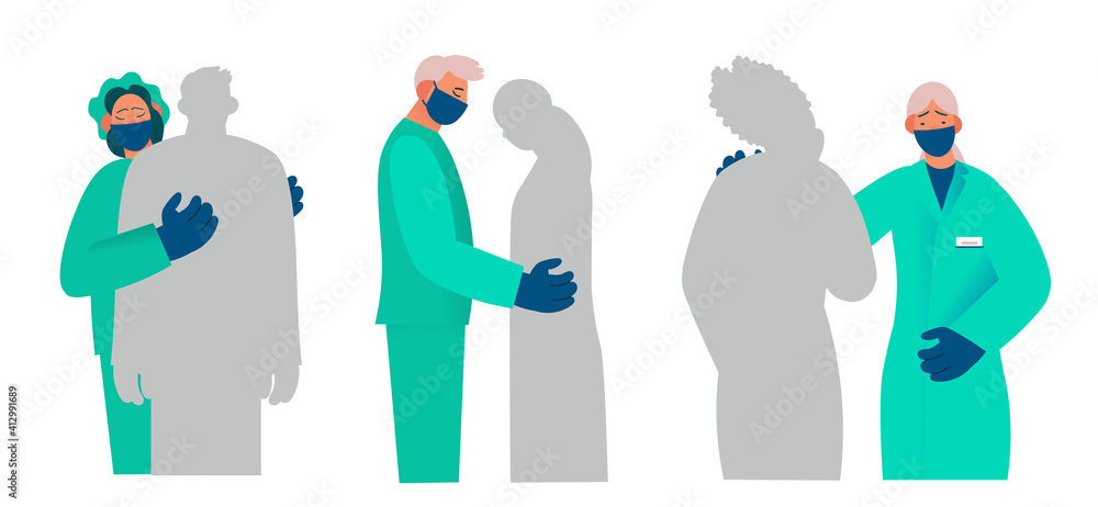 Healthcare workers supports and comforts the patient, compassion ...