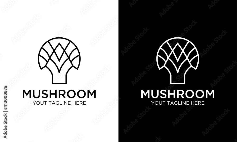 mushroom company line art simple and modern logo design inspiration on ...