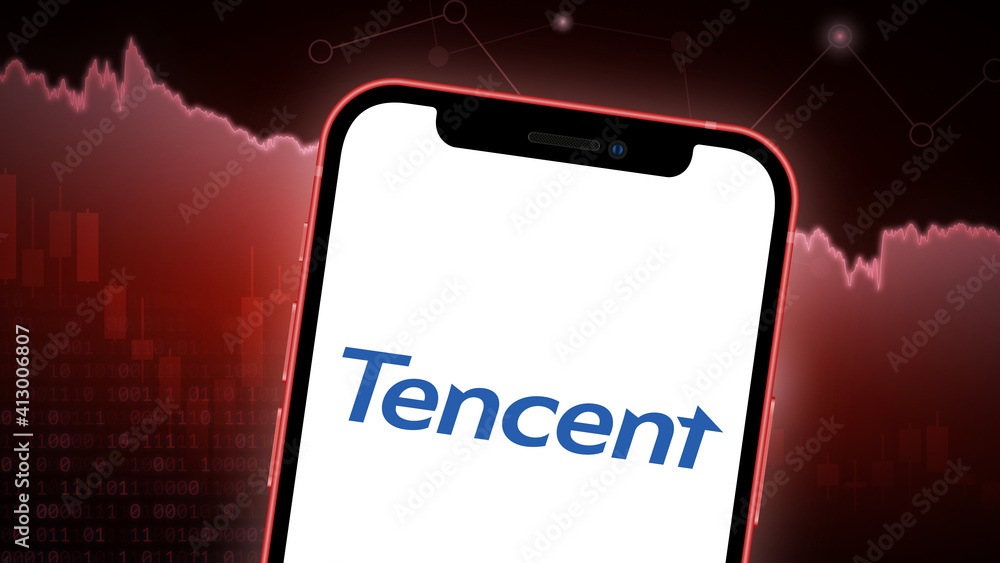 Tencent stock market vector illustration, with iPhone splash screen ...