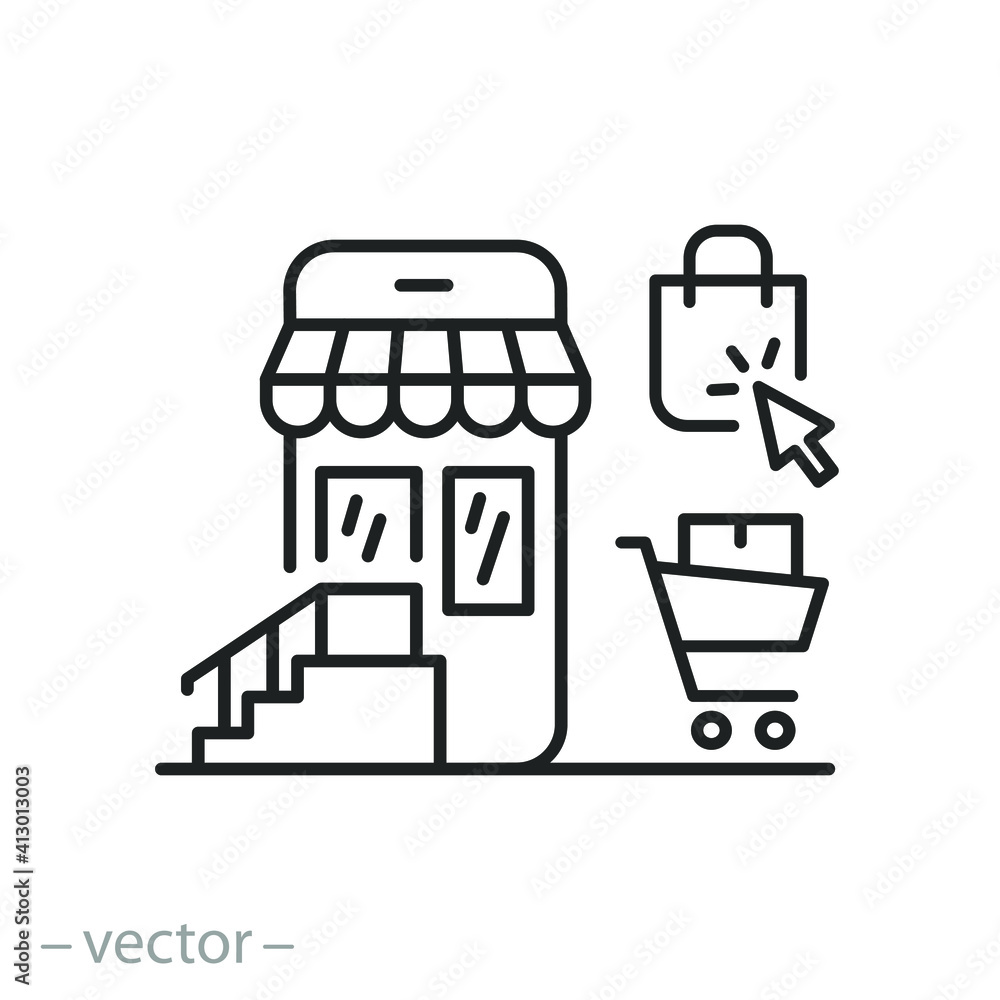 online shopping icon, shop in the phone, digital store, mobile ...