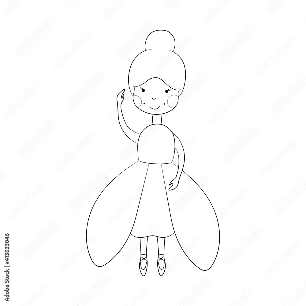 Cute cartoon spring fairy illustration. Coloring page fairytail ...