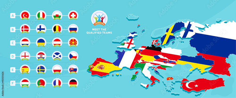 European 2020 football championship Vector illustration with a map of ...