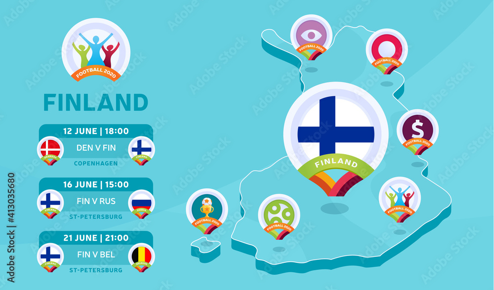 Finland natioanal team matches on Isometric map vector illustration ...