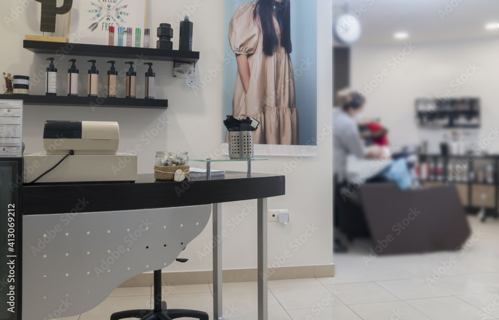 Beauty salon reception and interior Stock Photo | Adobe Stock